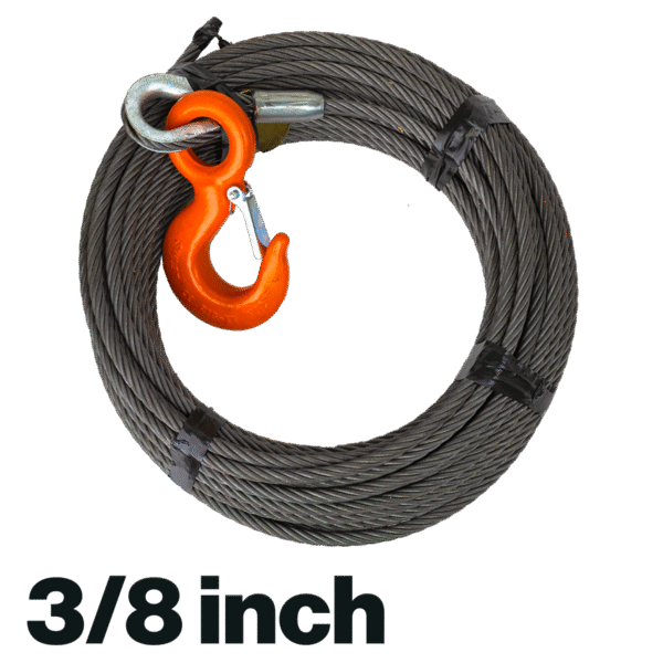 3/8 inch Wire Rope Winch Lines With Eye Hoist Hook | Canyon Rigging
